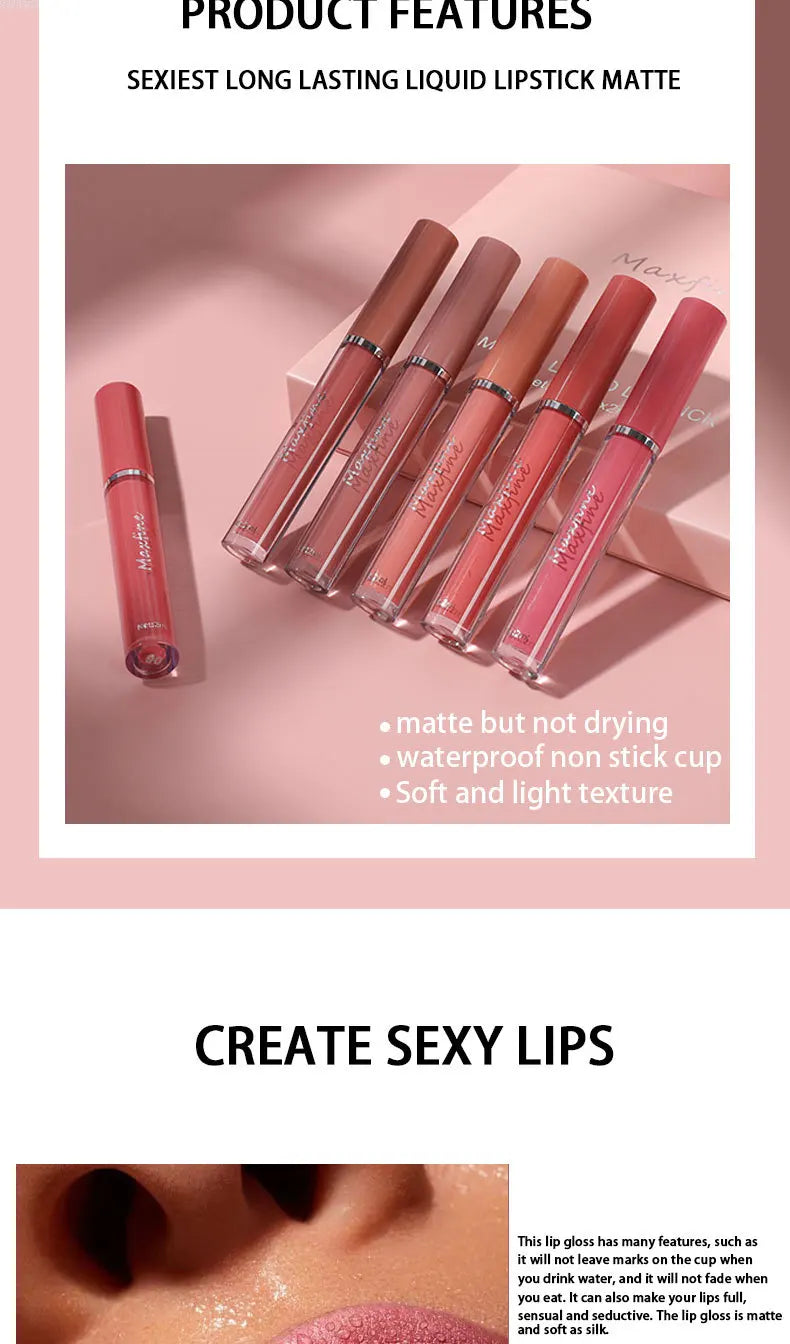 6 Color Matte Lip Gloss Liquid Lipstick – karylona